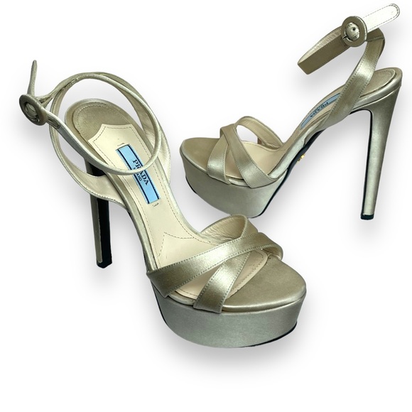 Prada | Shoes | Prada Satin Crisscross Platform Stiletto Heels | Poshmark